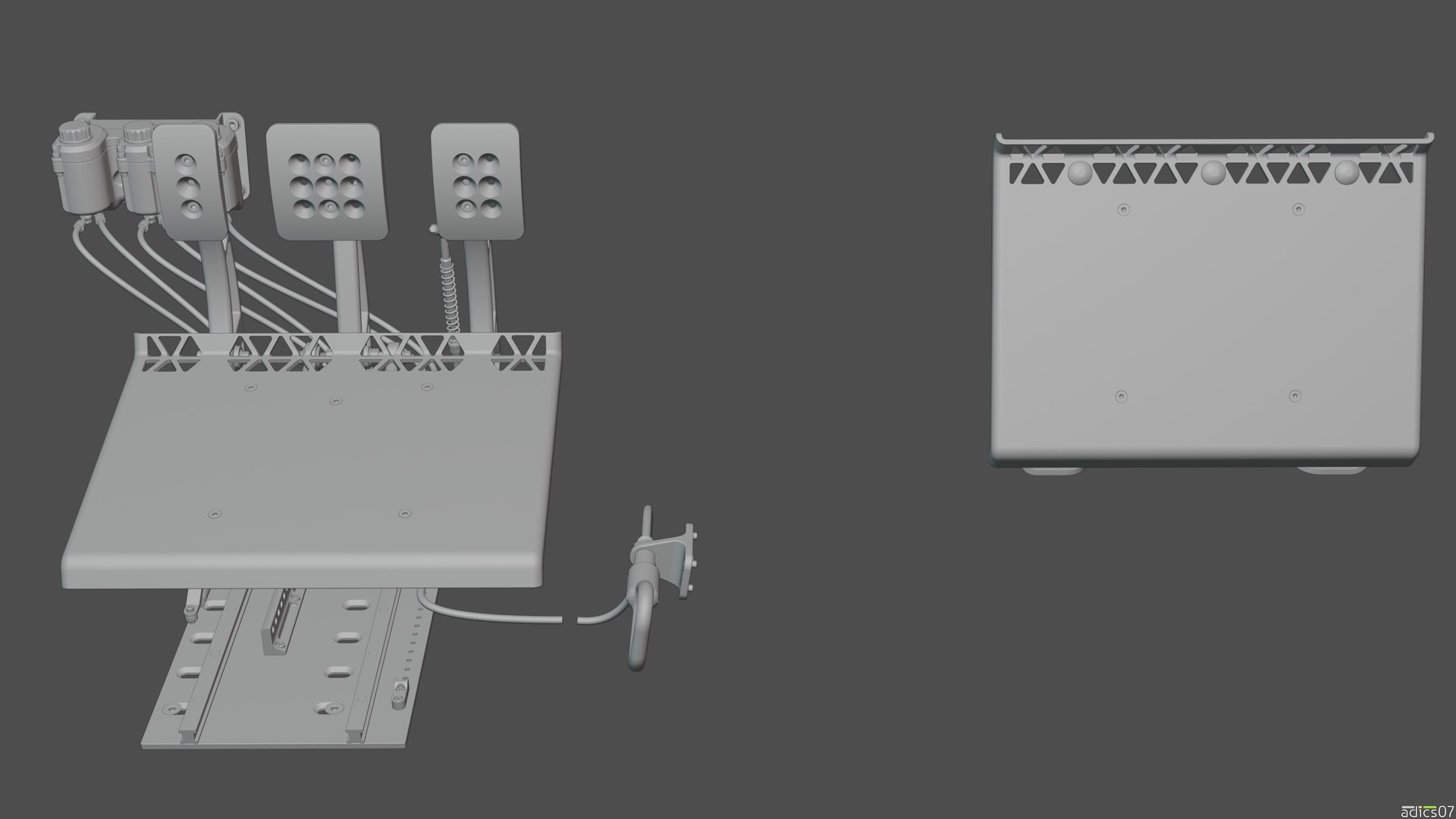 Highpoly Adjustable Pedals And Co-driver Footrest For Rally Car 3D ...