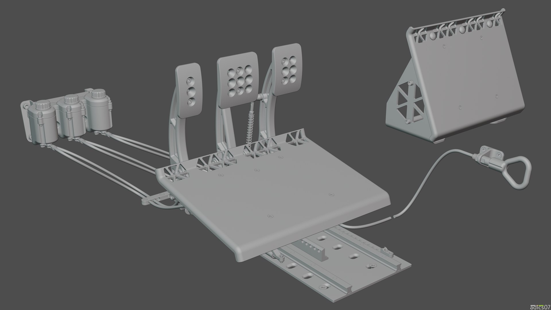 Highpoly Adjustable Pedals And Co-driver Footrest For Rally Car 3D ...