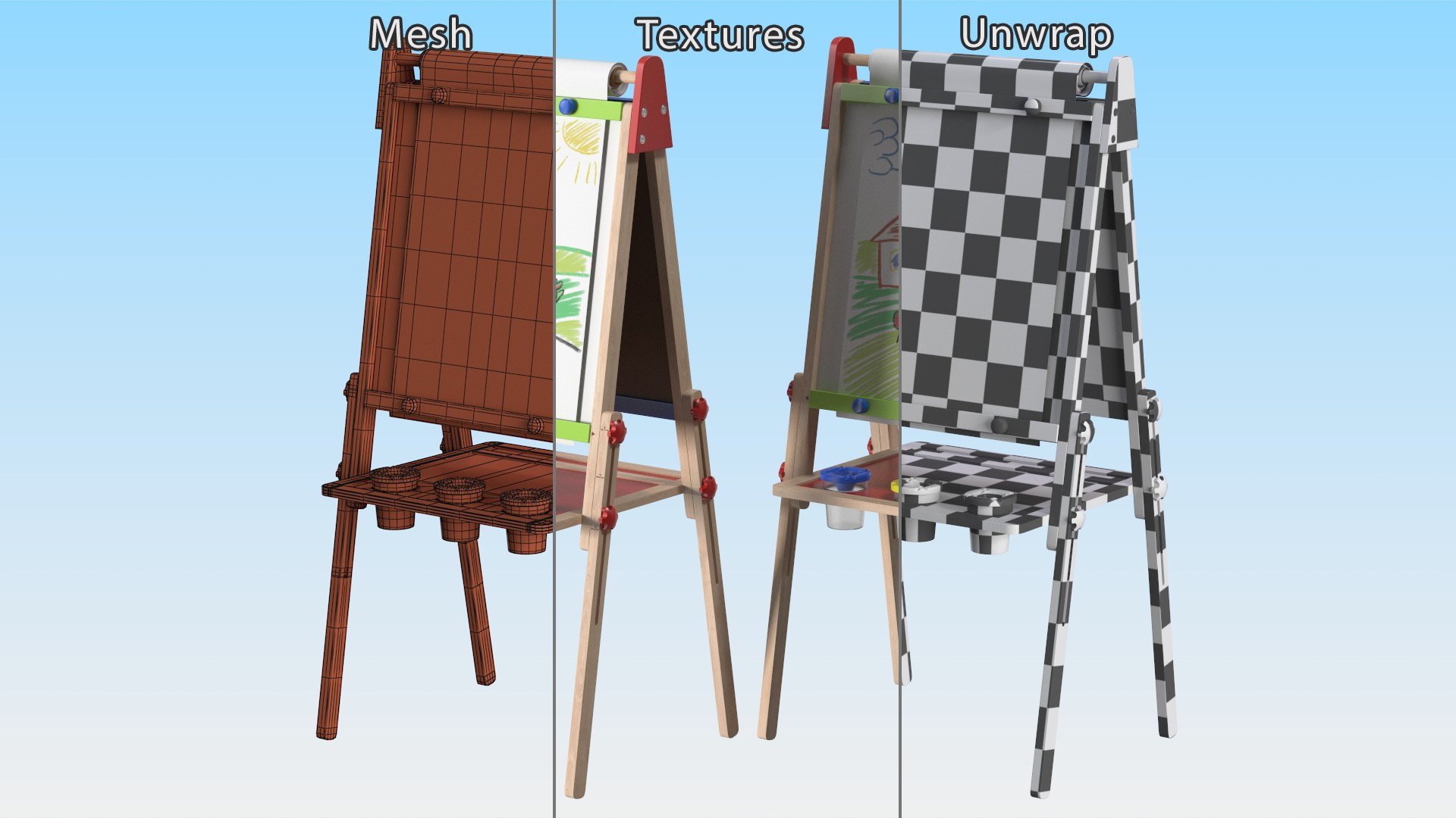3D Double Sided Drawing Easel For Kids Model - TurboSquid 2164079