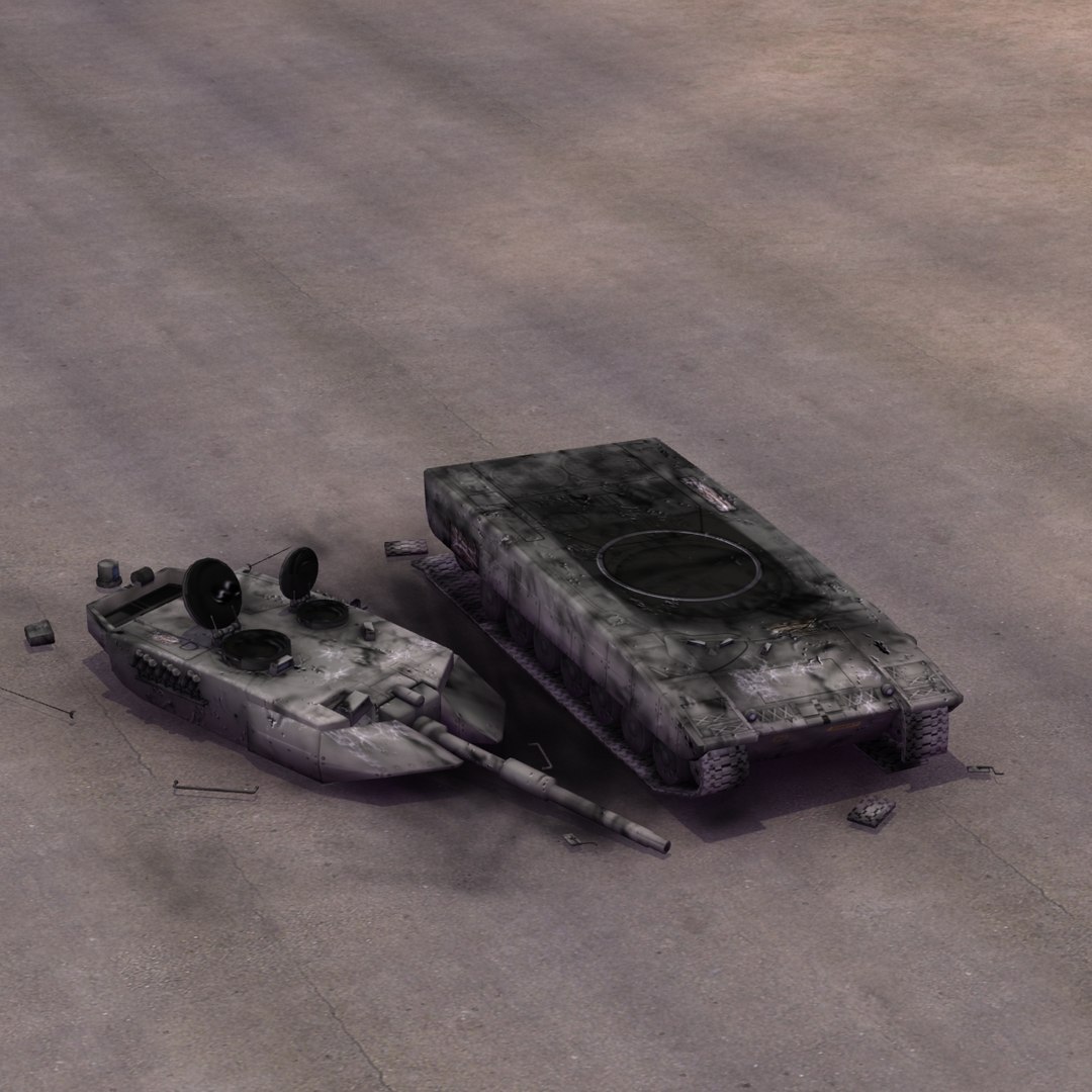 3d 3ds Destroyed Leopard2a5 Battle Tank