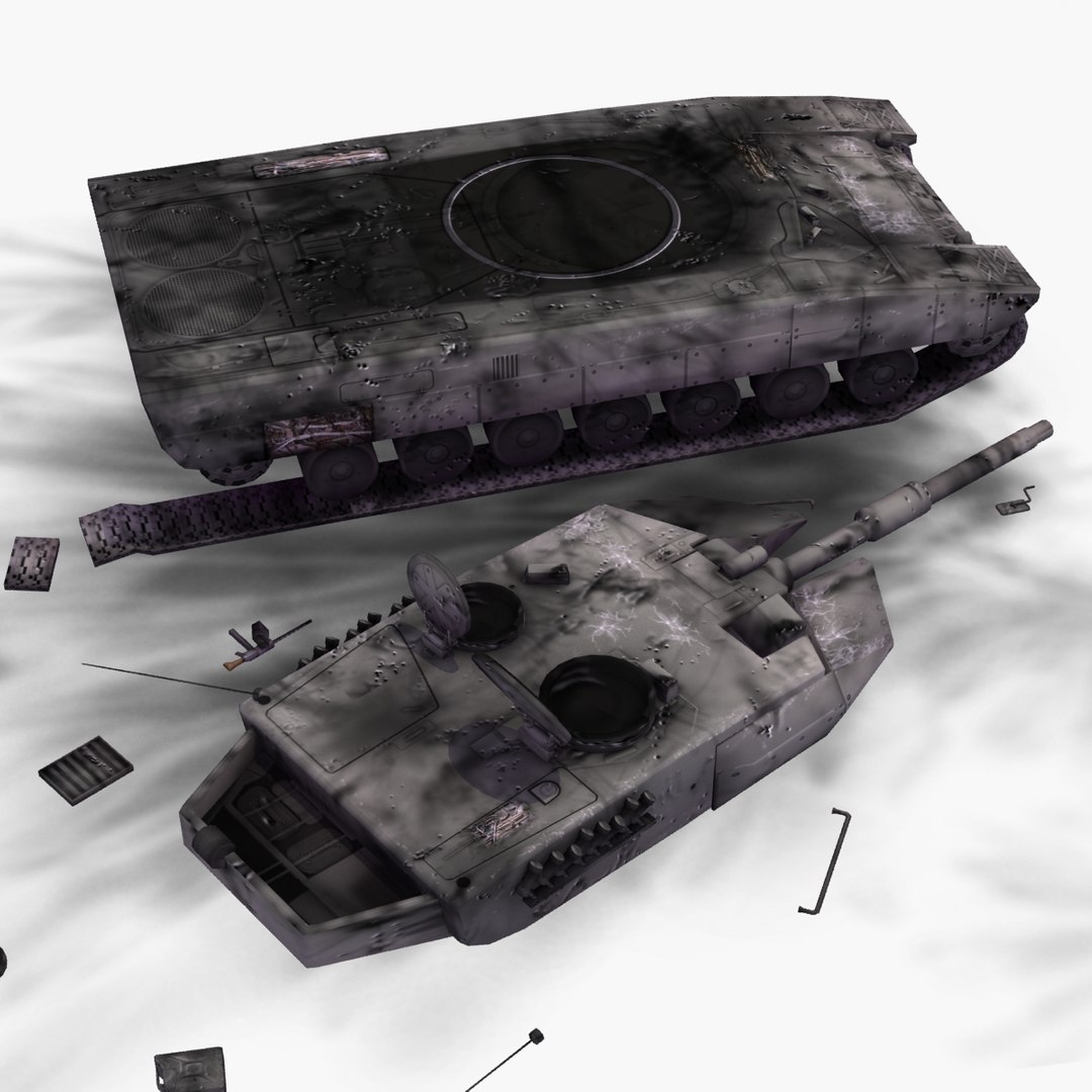 3d 3ds Destroyed Leopard2a5 Battle Tank