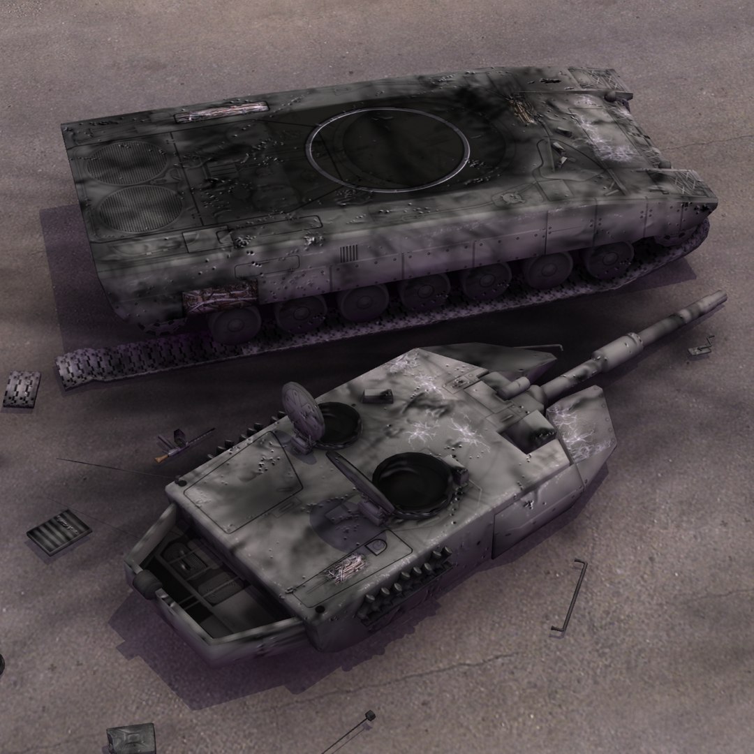3d 3ds Destroyed Leopard2a5 Battle Tank