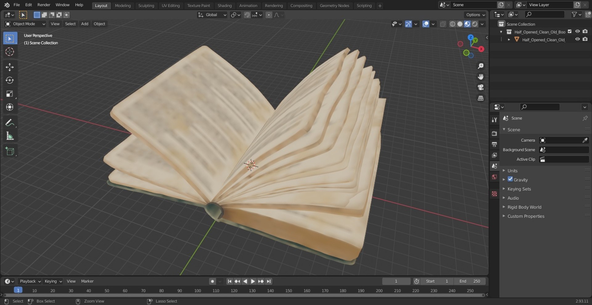 3D Half-Opened Clean Old Book model - TurboSquid 2006158