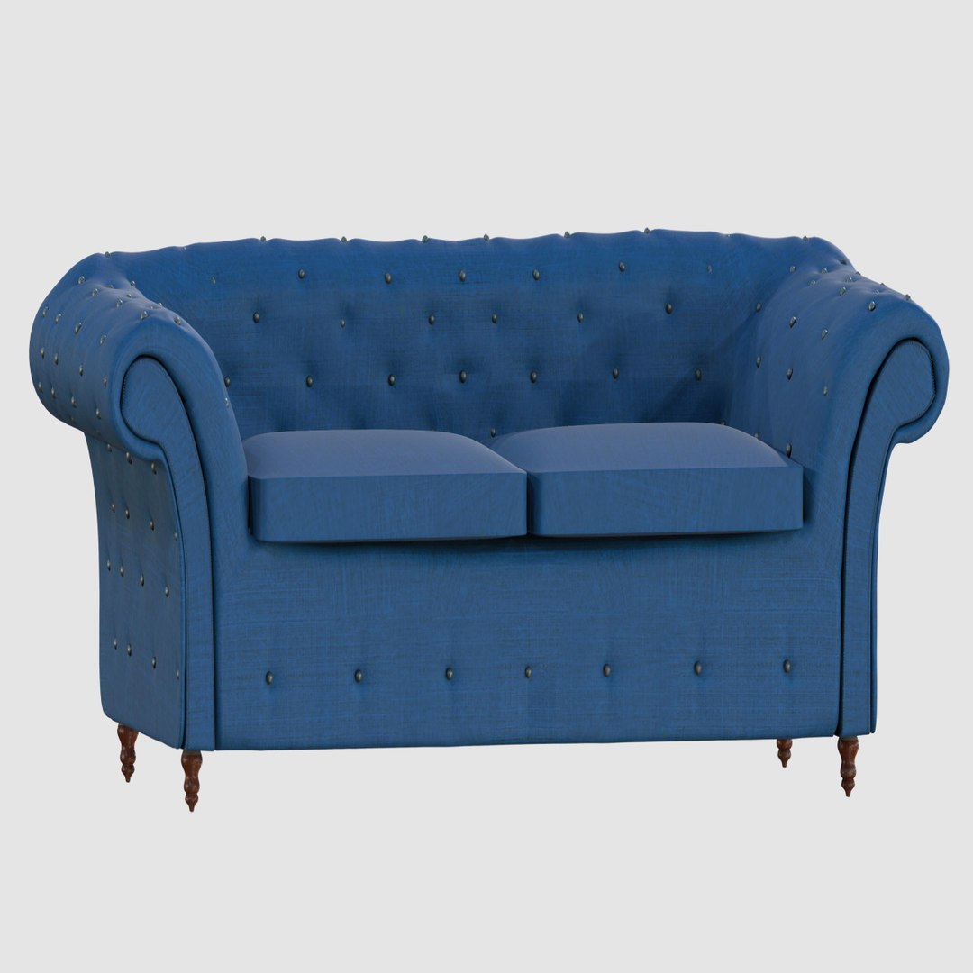 Blue Basic Capitone Sofa 3D Model - TurboSquid 1985266