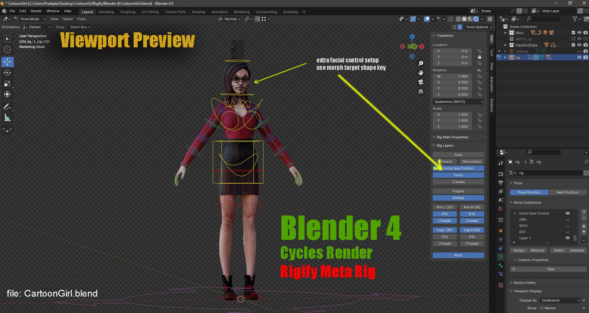 Cartoon Girl Rig V2 3D - TurboSquid 2185980
