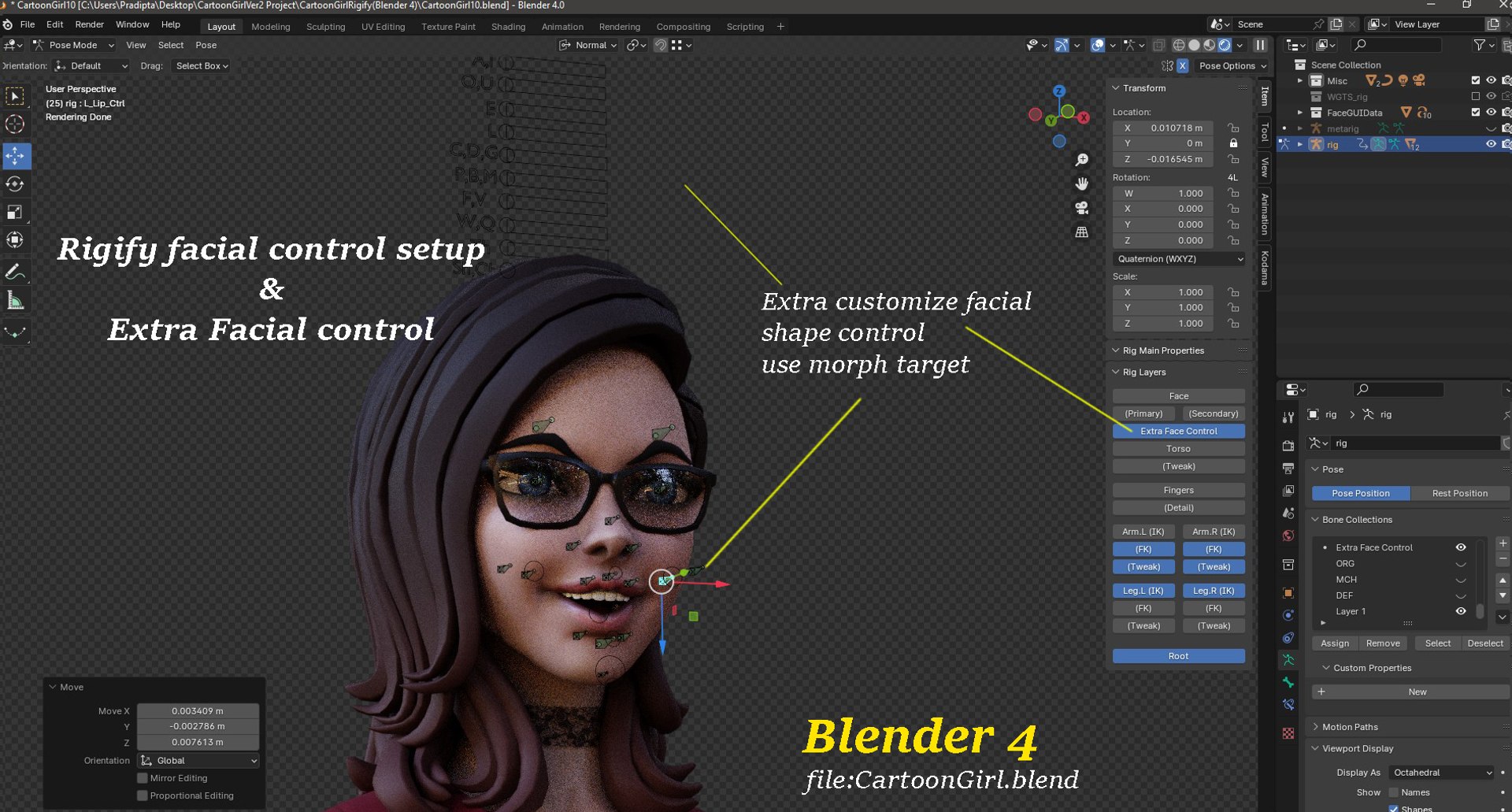 Cartoon Girl Rig V2 3D - TurboSquid 2185980
