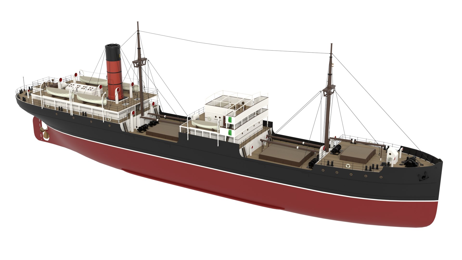 3D Model Steam Cargo Ship - TurboSquid 1822838