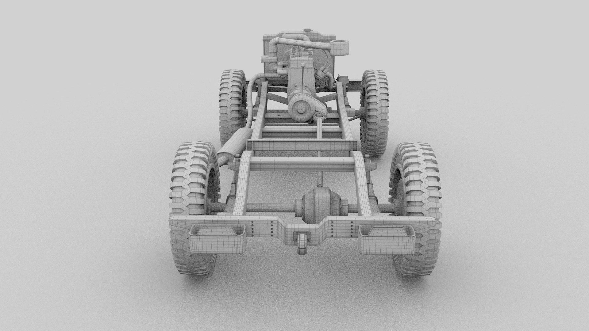 Jeep Willys Chassis Engine 3d Model