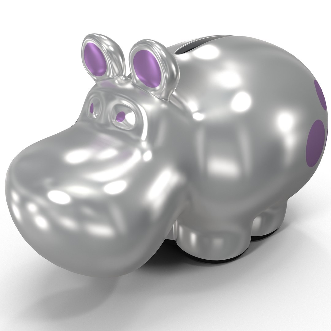 3d model of hippo coin bank