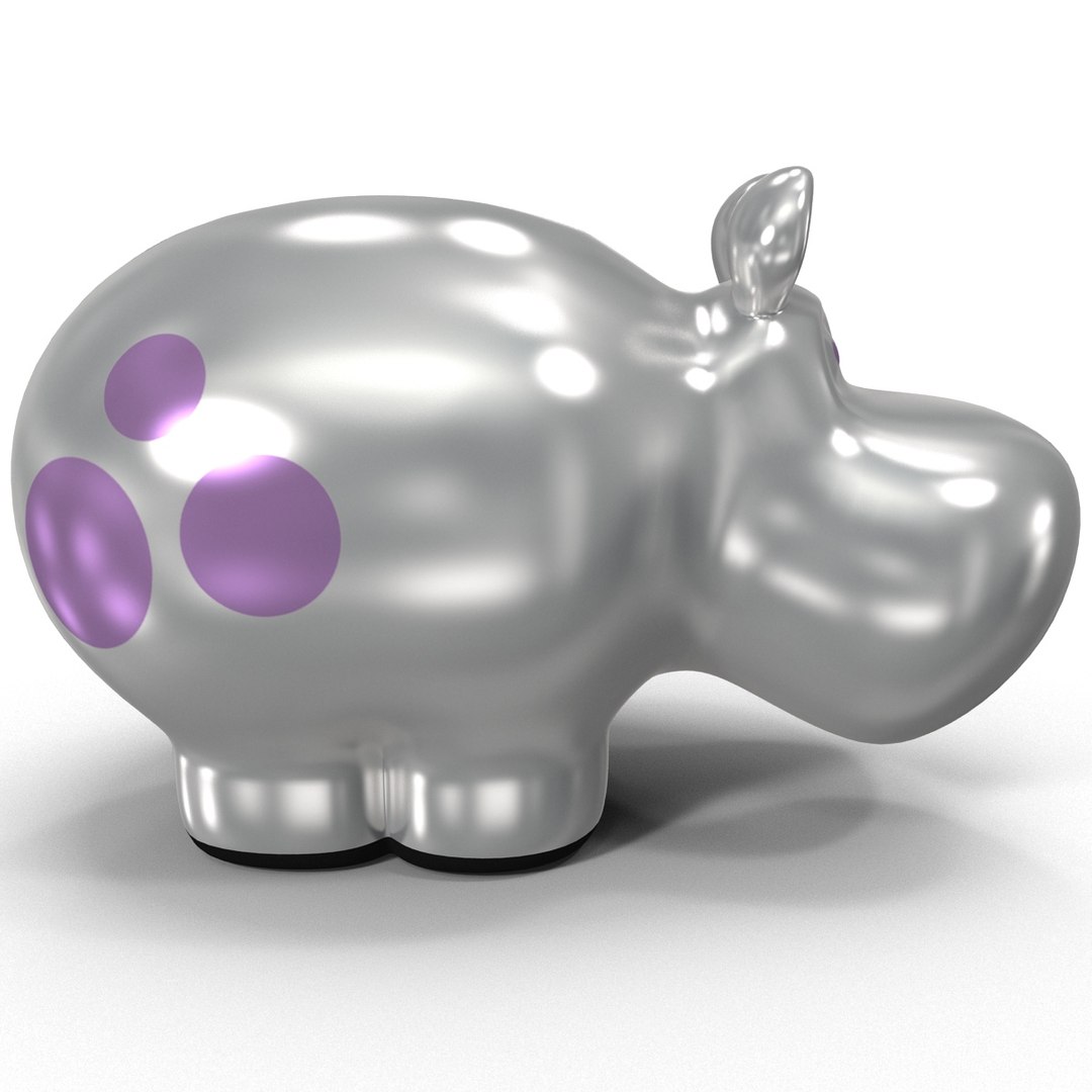 3d model of hippo coin bank