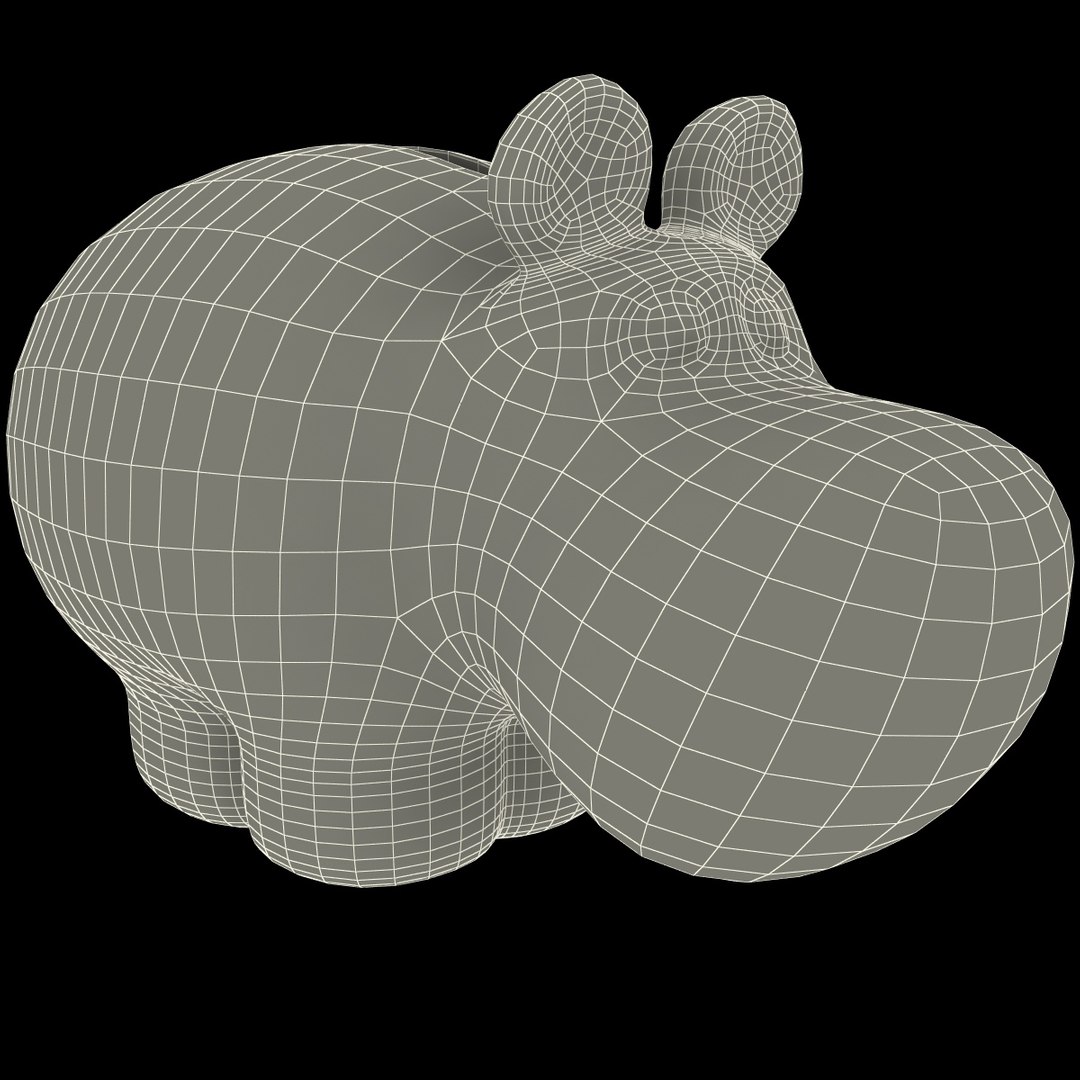 3d model of hippo coin bank