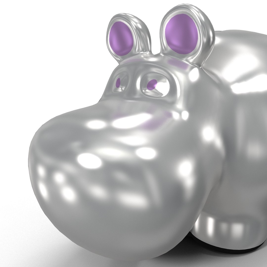 3d model of hippo coin bank