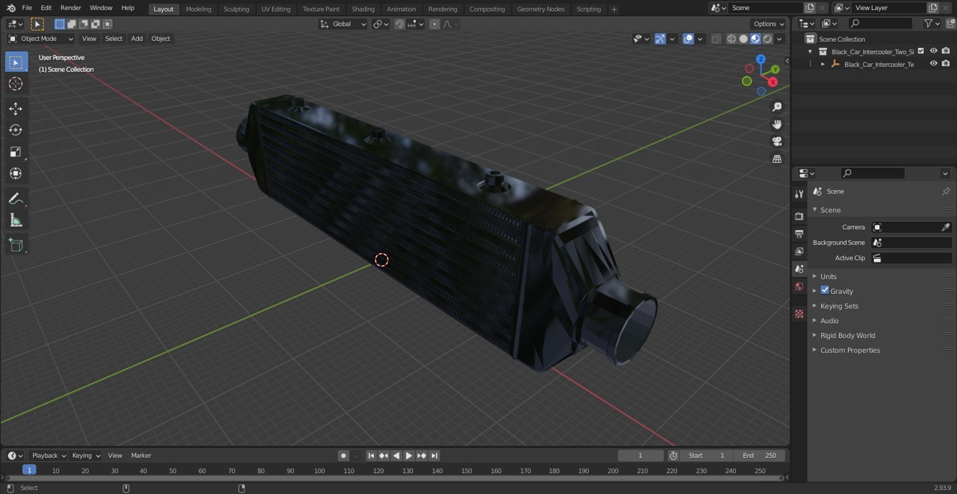 3D Black Car Intercooler Two Sided Pipes Model - TurboSquid 1933604