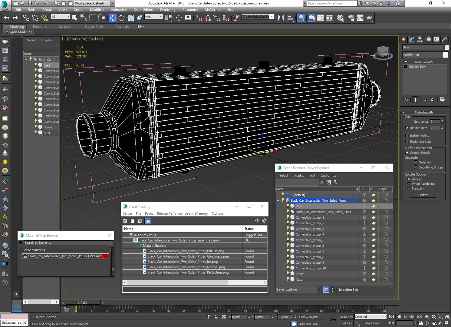 3D Black Car Intercooler Two Sided Pipes Model - TurboSquid 1933604