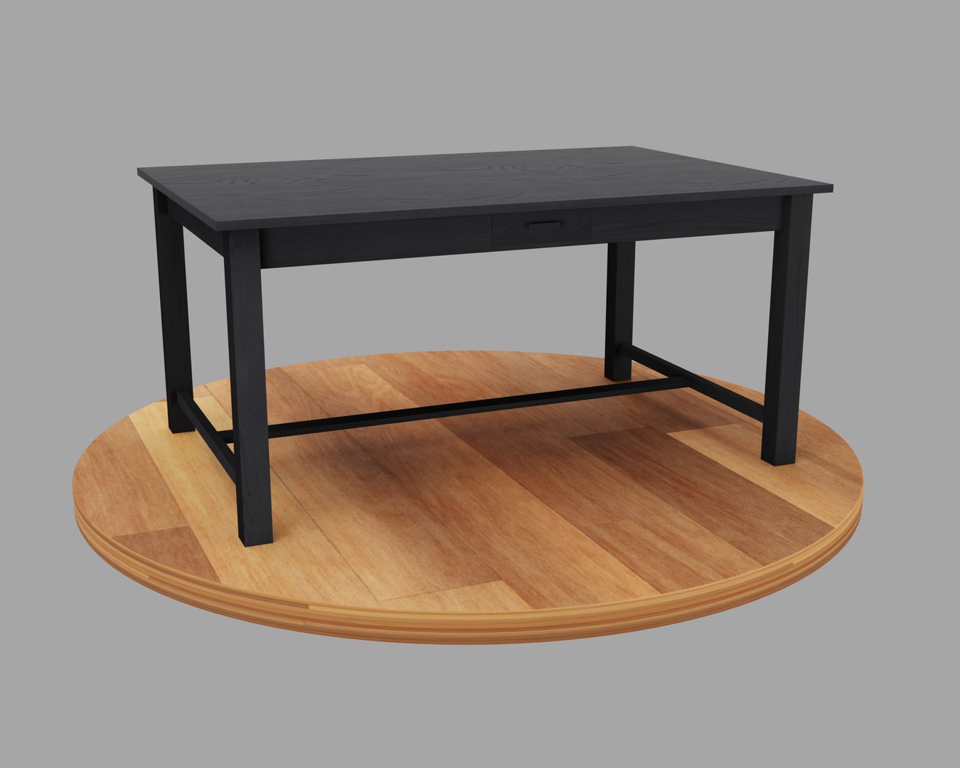 Simple Wooden Study Table with Drawer - Black Wood low-poly 3D model ...