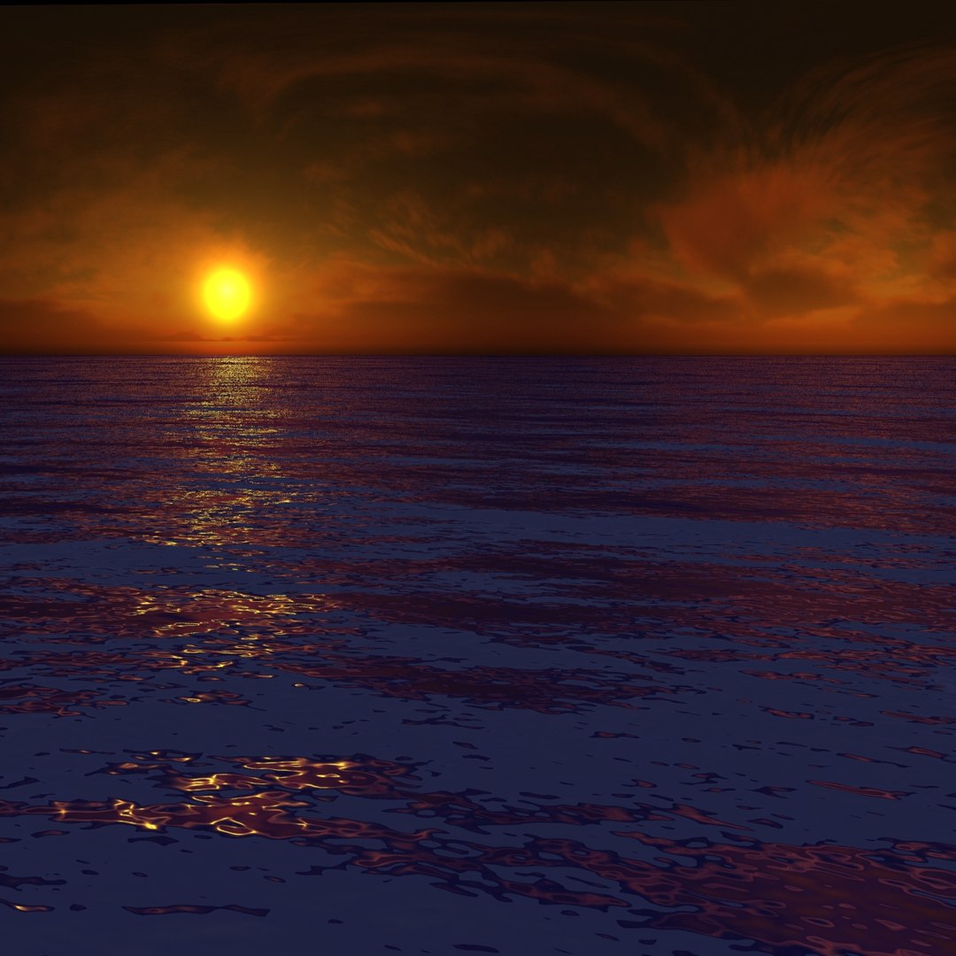 3d Sunset Water Sea