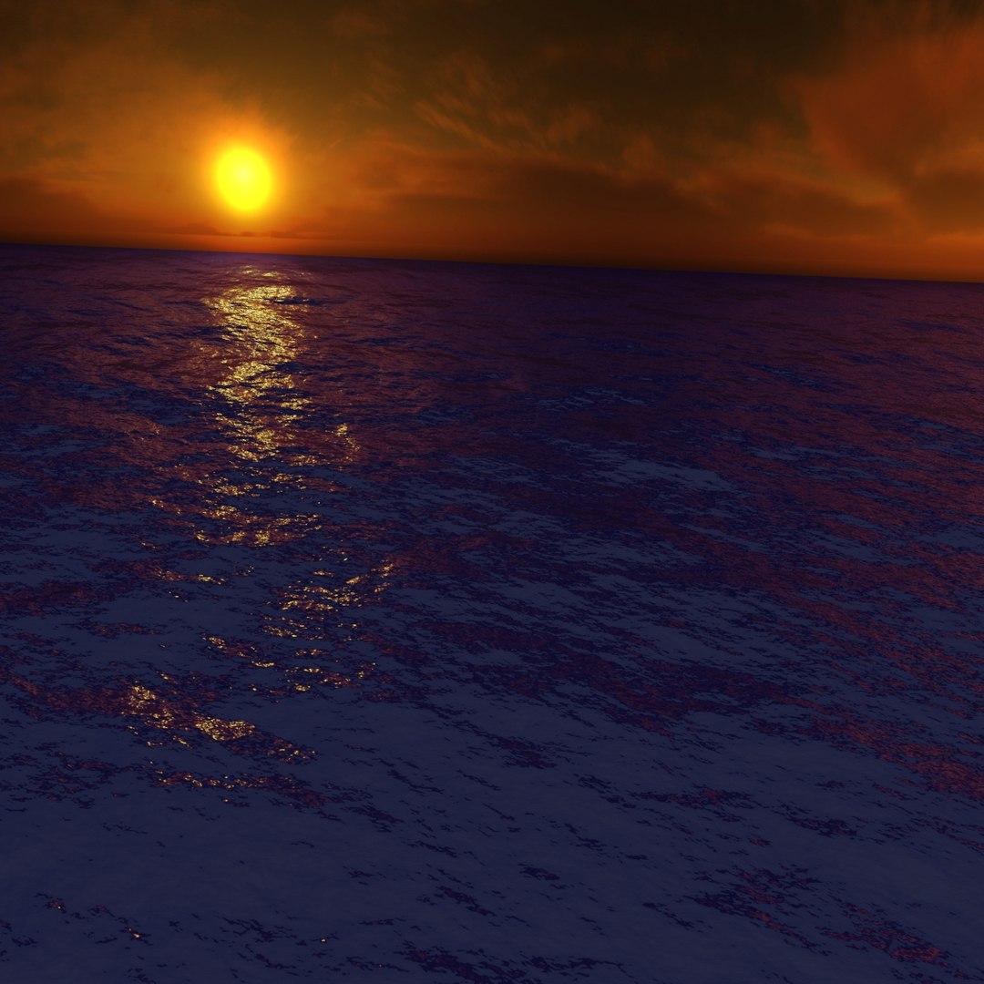 3d Sunset Water Sea