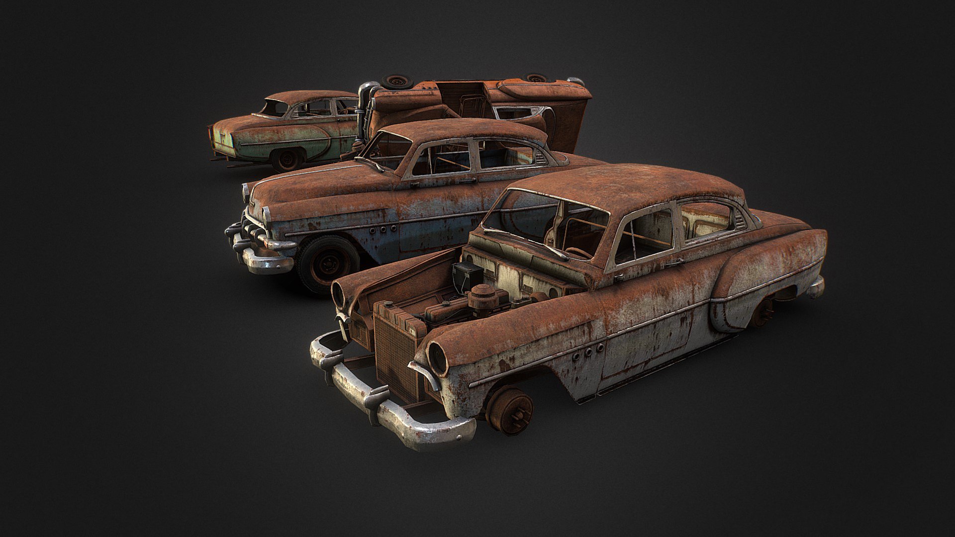 3D Old Rusty Cars PBR - TurboSquid 2144918