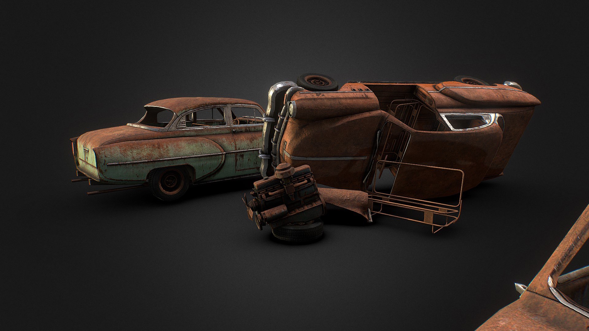 3D Old Rusty Cars PBR - TurboSquid 2144918
