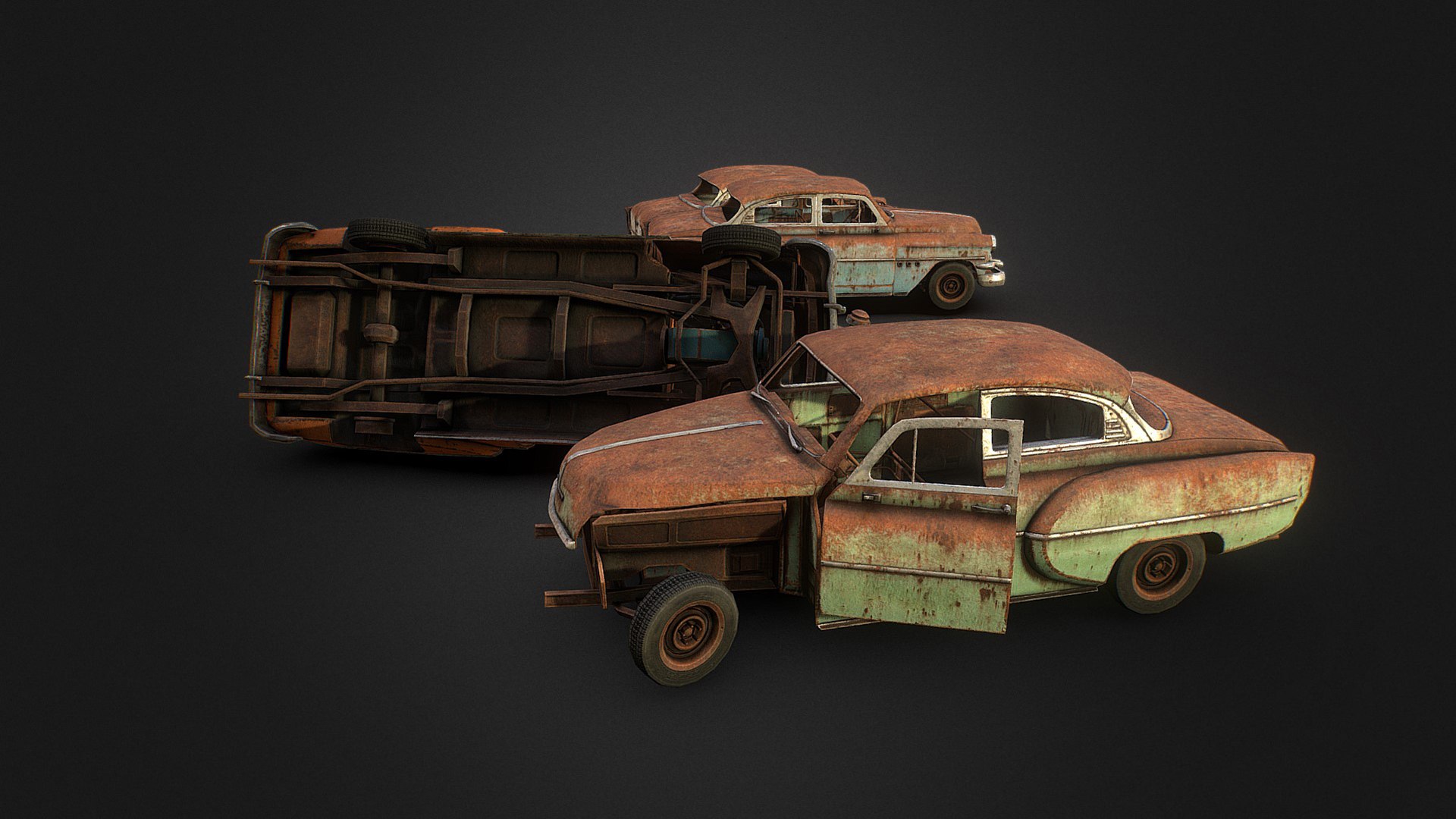 3D Old Rusty Cars PBR - TurboSquid 2144918