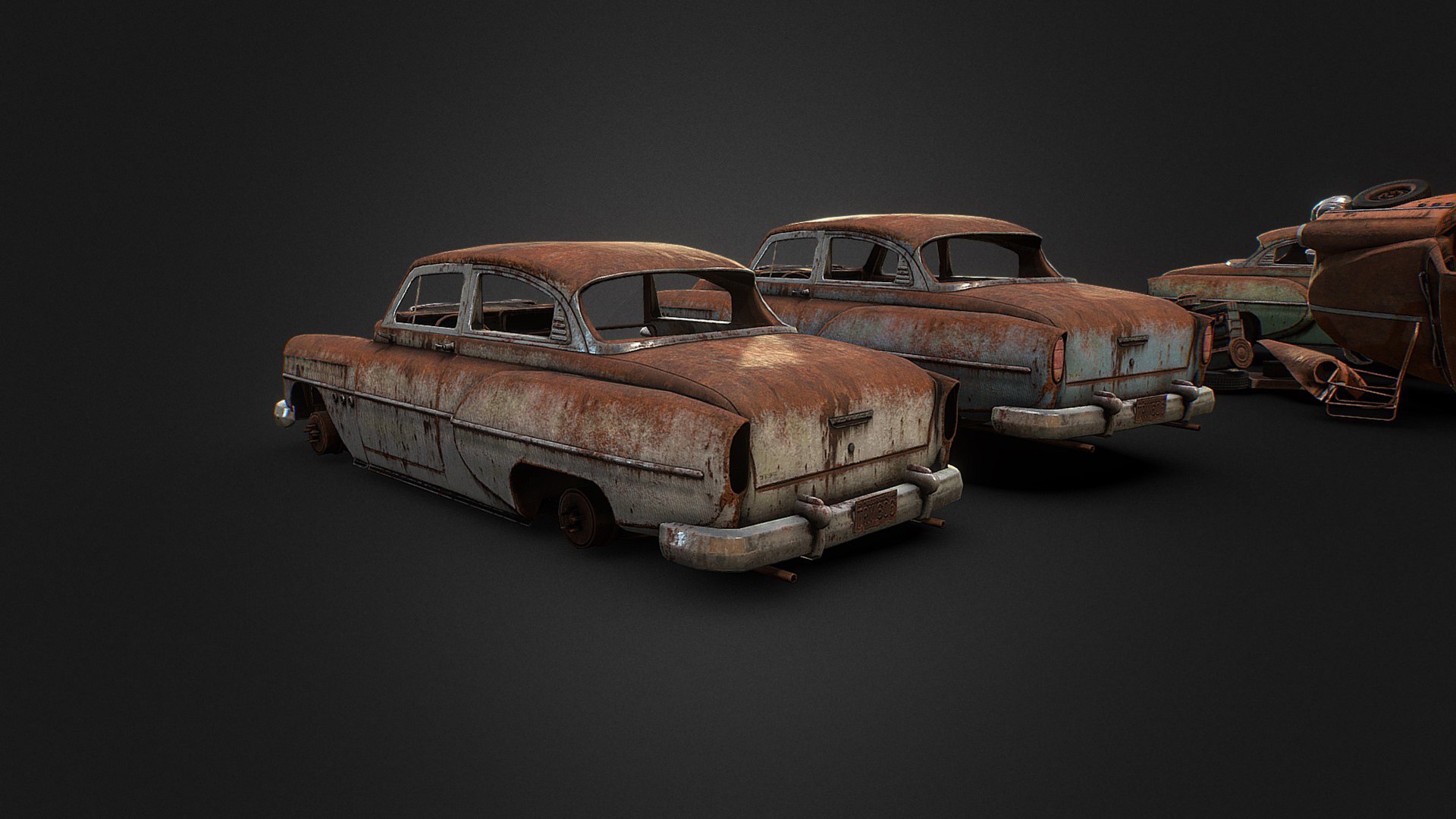 3D Old Rusty Cars PBR - TurboSquid 2144918