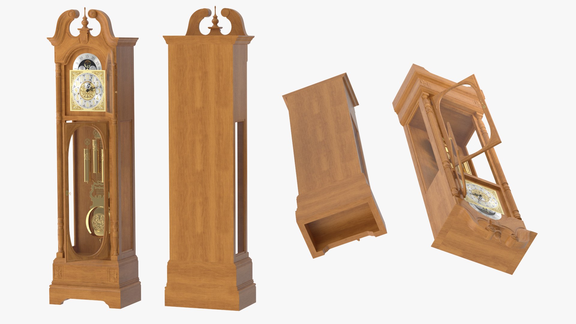 3D Antique Floor Clock Open Model - TurboSquid 2287223