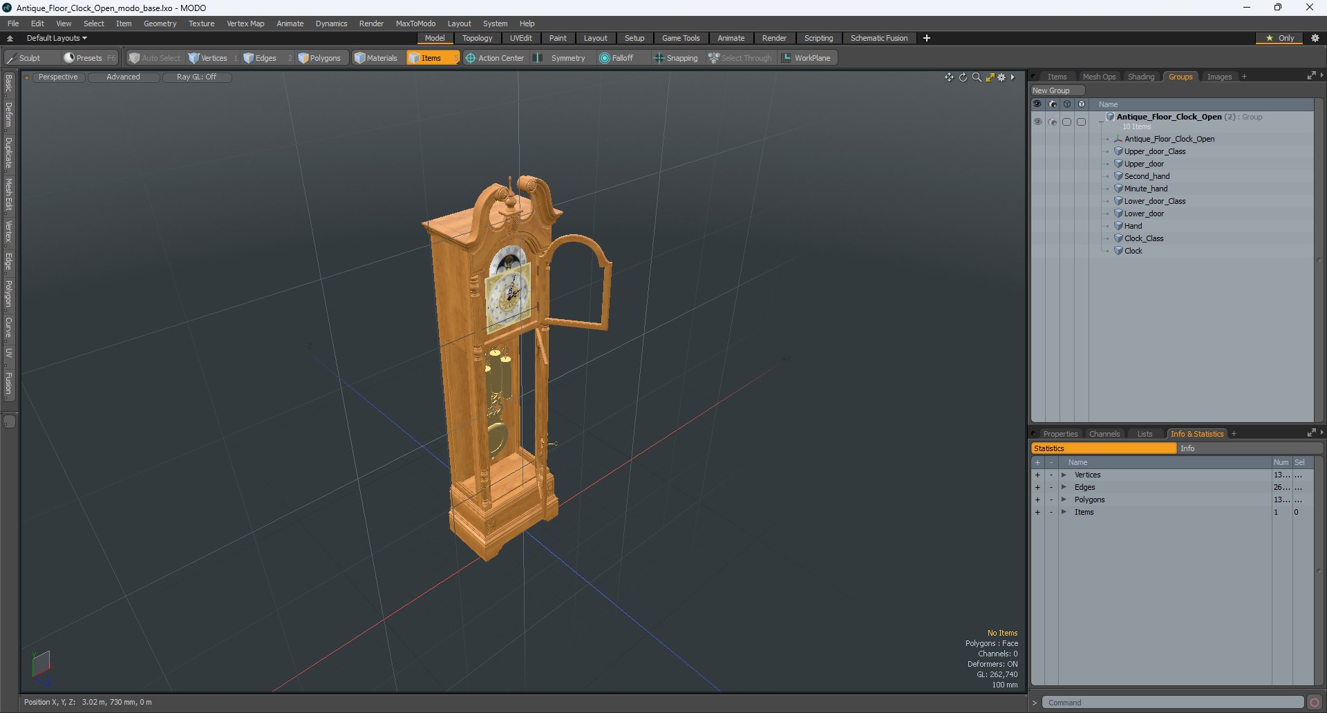 3D Antique Floor Clock Open Model - TurboSquid 2287223