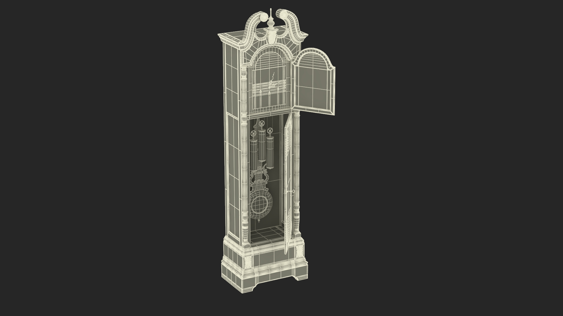 3D Antique Floor Clock Open Model - TurboSquid 2287223