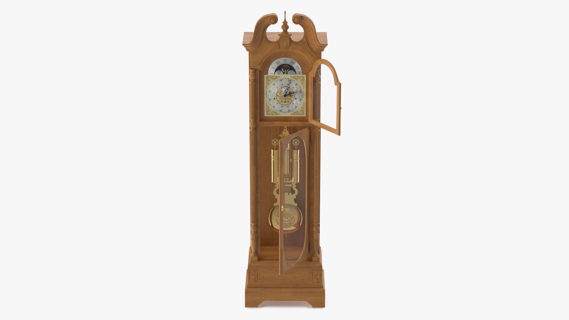 3D Antique Floor Clock Open Model - TurboSquid 2287223