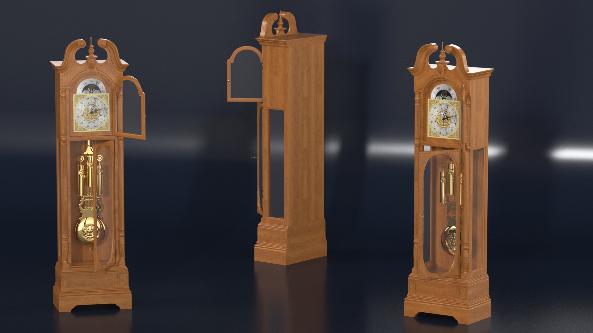 3D Antique Floor Clock Open Model - TurboSquid 2287223