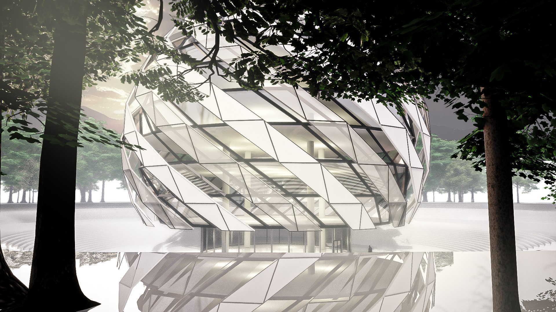 3D Futuristic Spherical Building Conceptual - TurboSquid 2158080