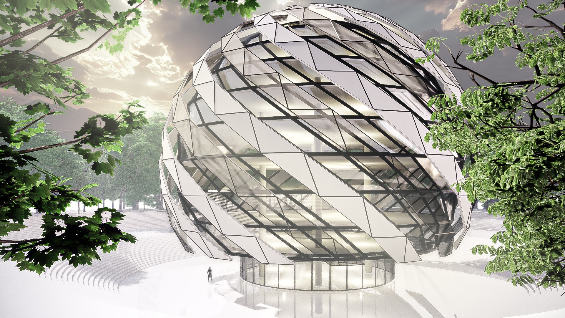 3D Futuristic Spherical Building Conceptual - TurboSquid 2158080