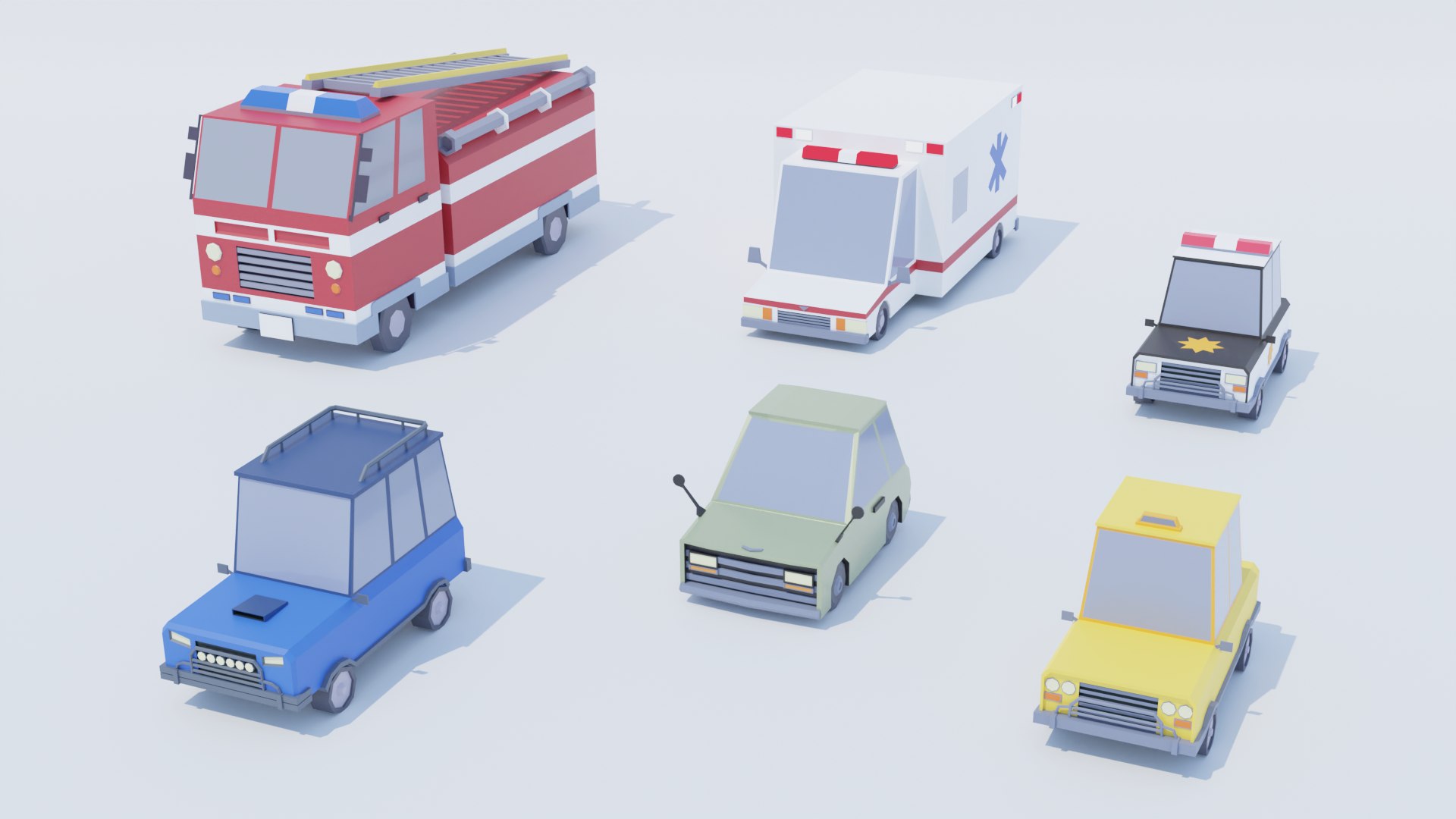 Pack 33 Cars Low-Poly Collection 3D Model - TurboSquid 2083093