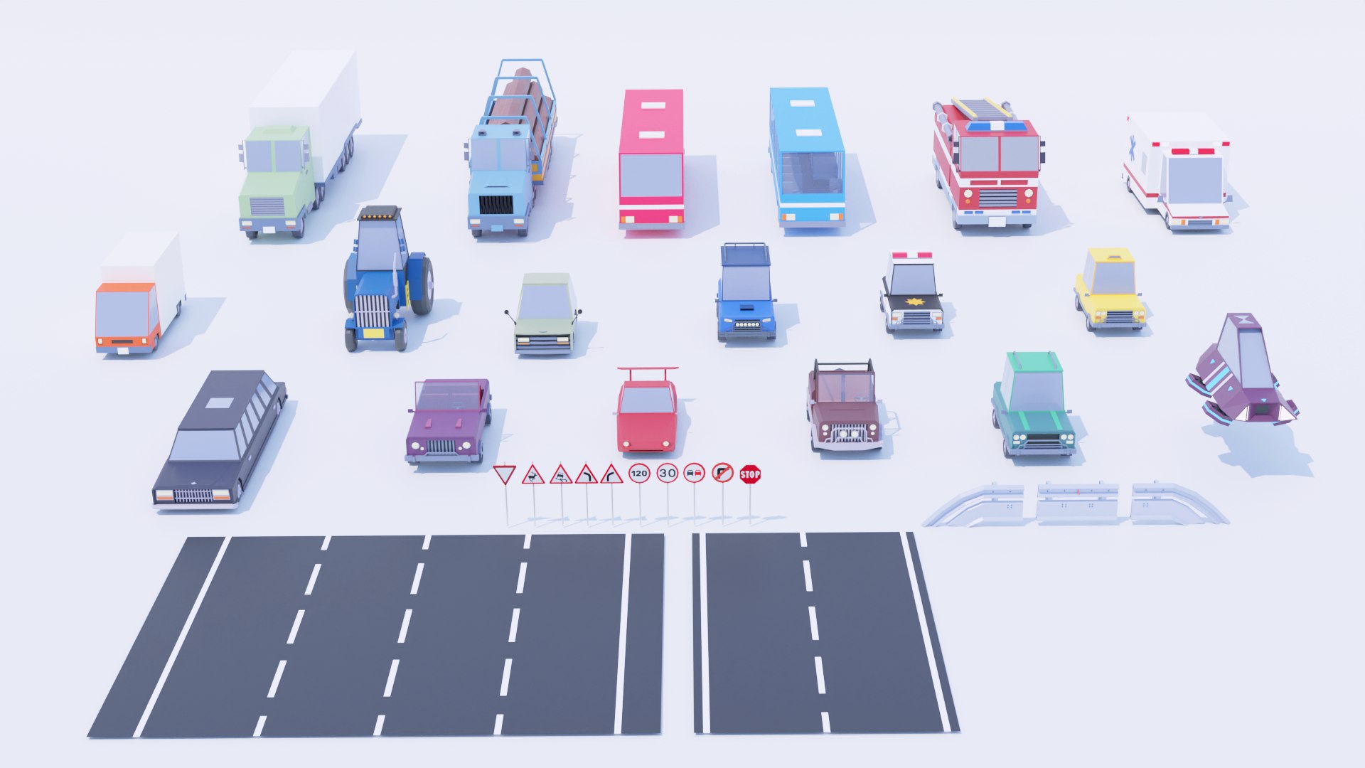 Pack 33 Cars Low-Poly Collection 3D Model - TurboSquid 2083093