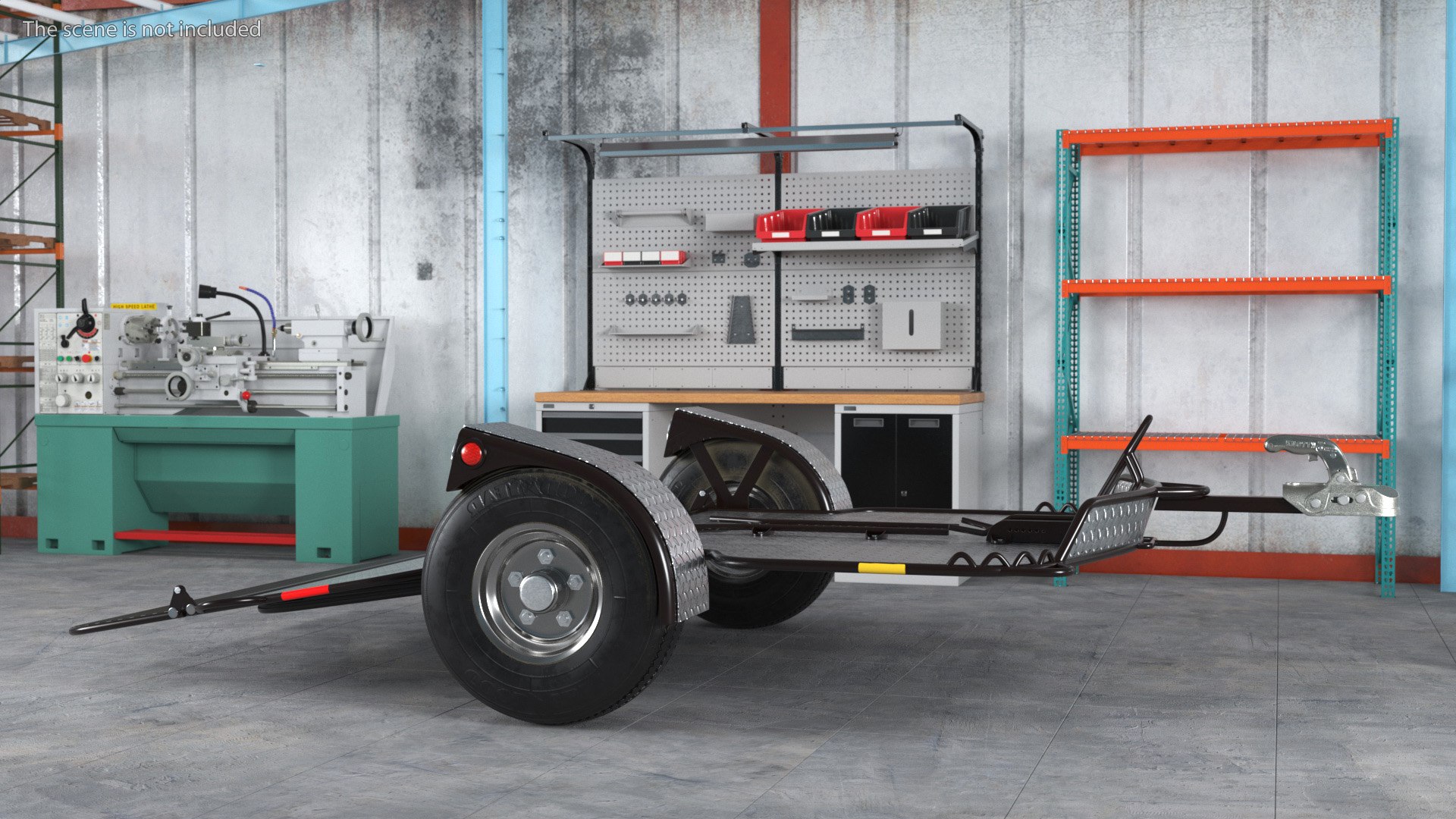 ATV Trailer Empty And Trailer Coupling Hitch 3D Model - TurboSquid 2329243