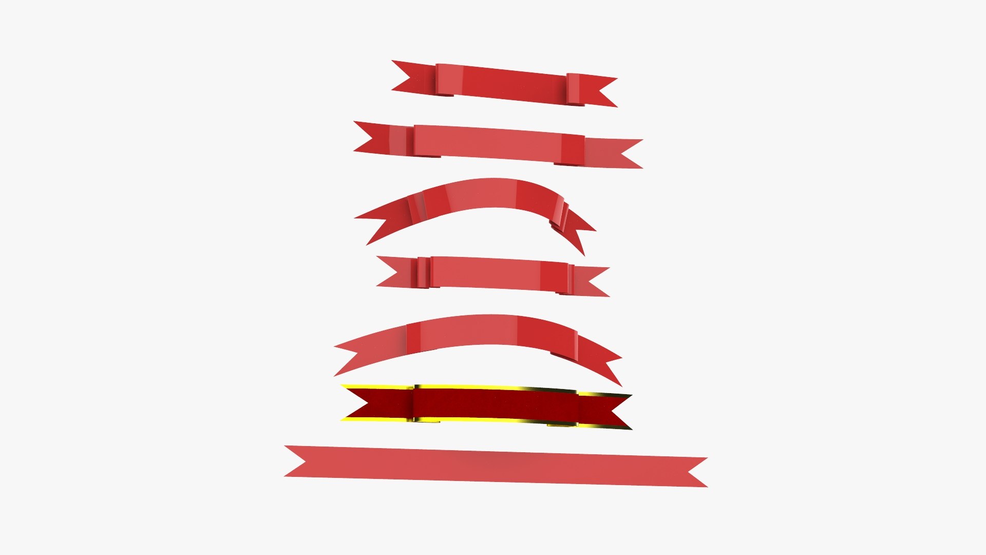 Red Ribbons Banners Model - TurboSquid 2002716