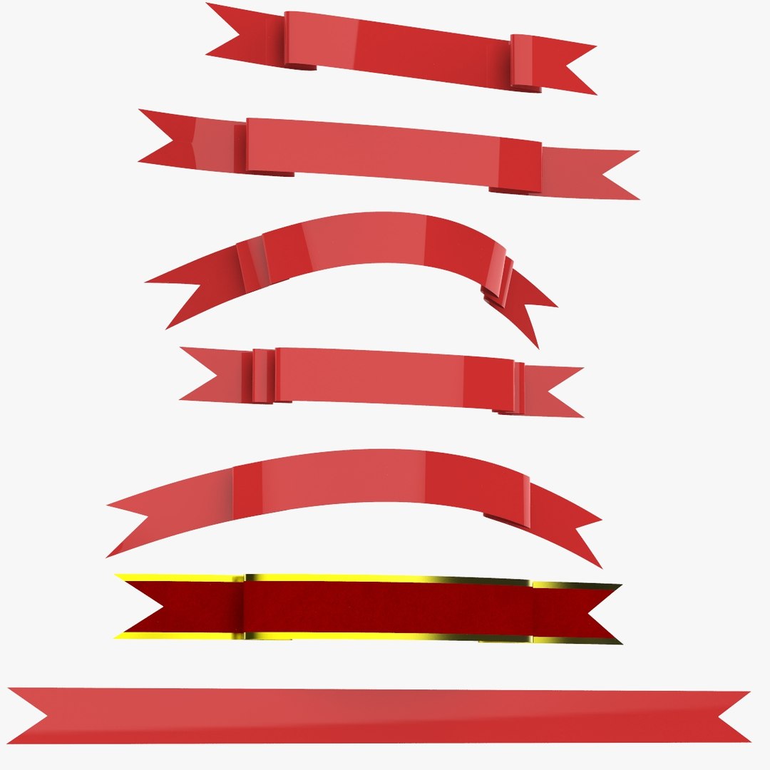 Red Ribbons Banners Model - TurboSquid 2002716