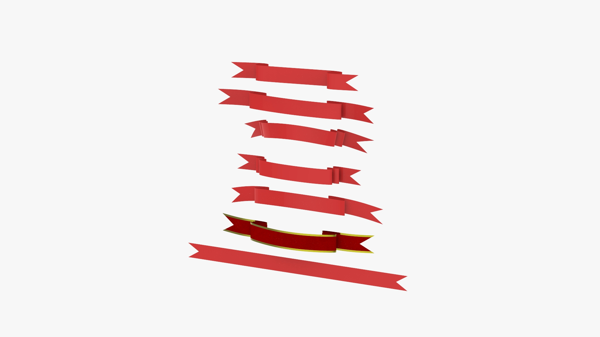 Red Ribbons Banners Model - TurboSquid 2002716