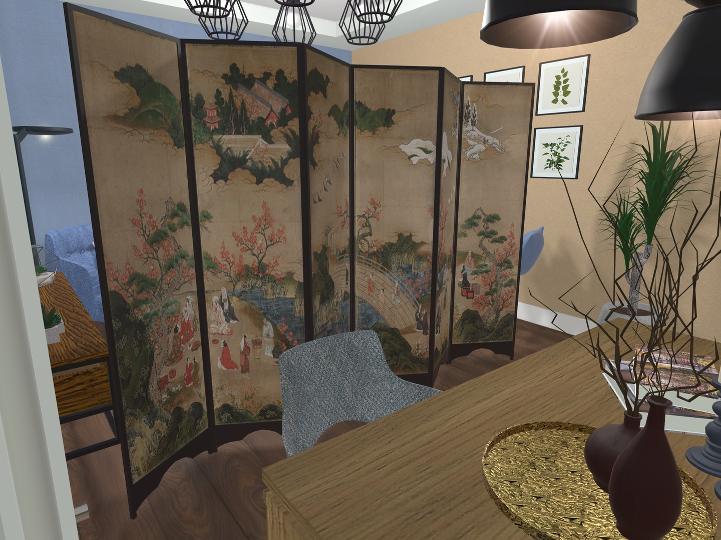 3D Folding Screen With Picture Model - TurboSquid 2339600
