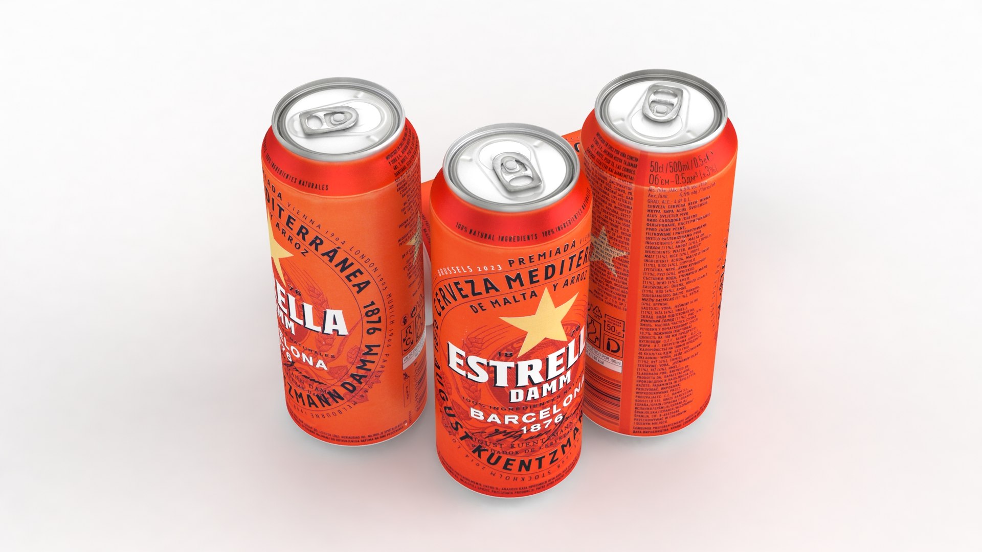 3D Beer Can Estrella Damm 500ml 2024 - TurboSquid 2276166
