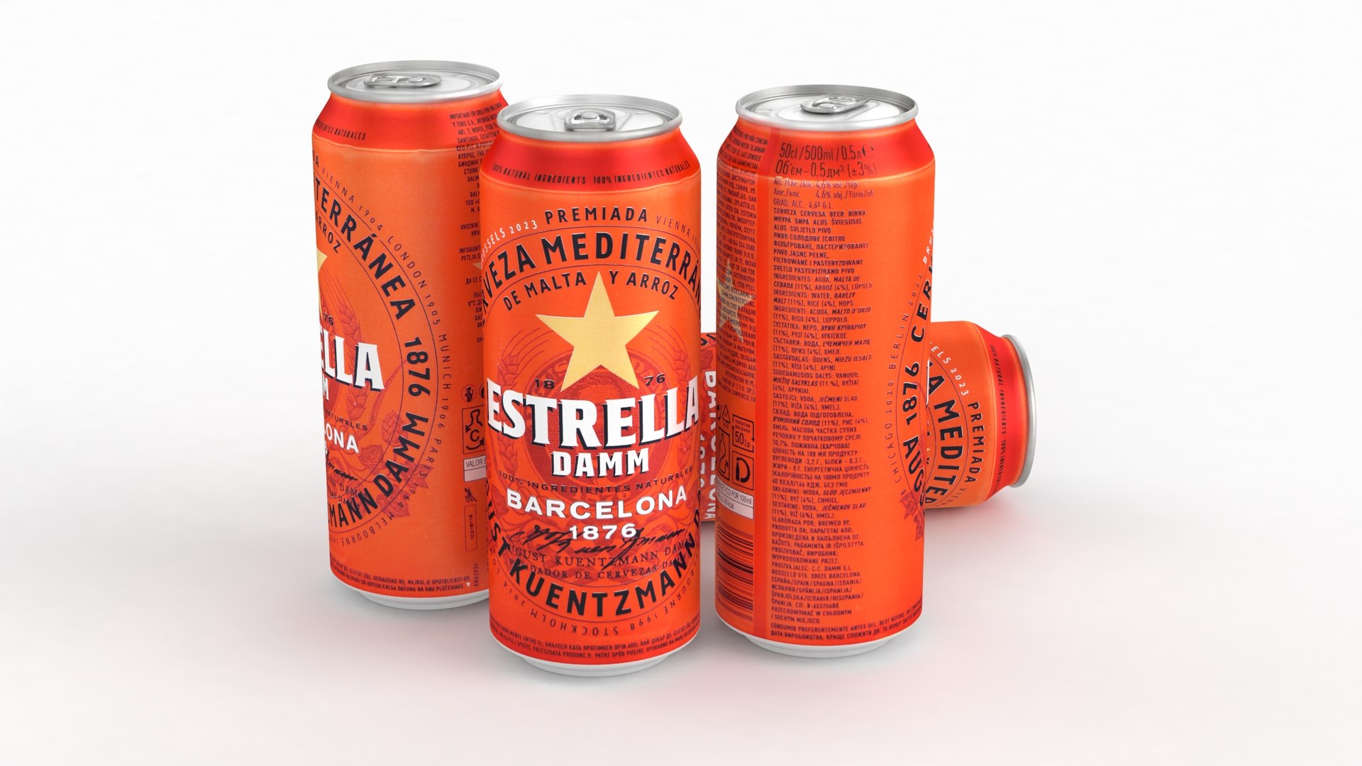 3D Beer Can Estrella Damm 500ml 2024 - TurboSquid 2276166