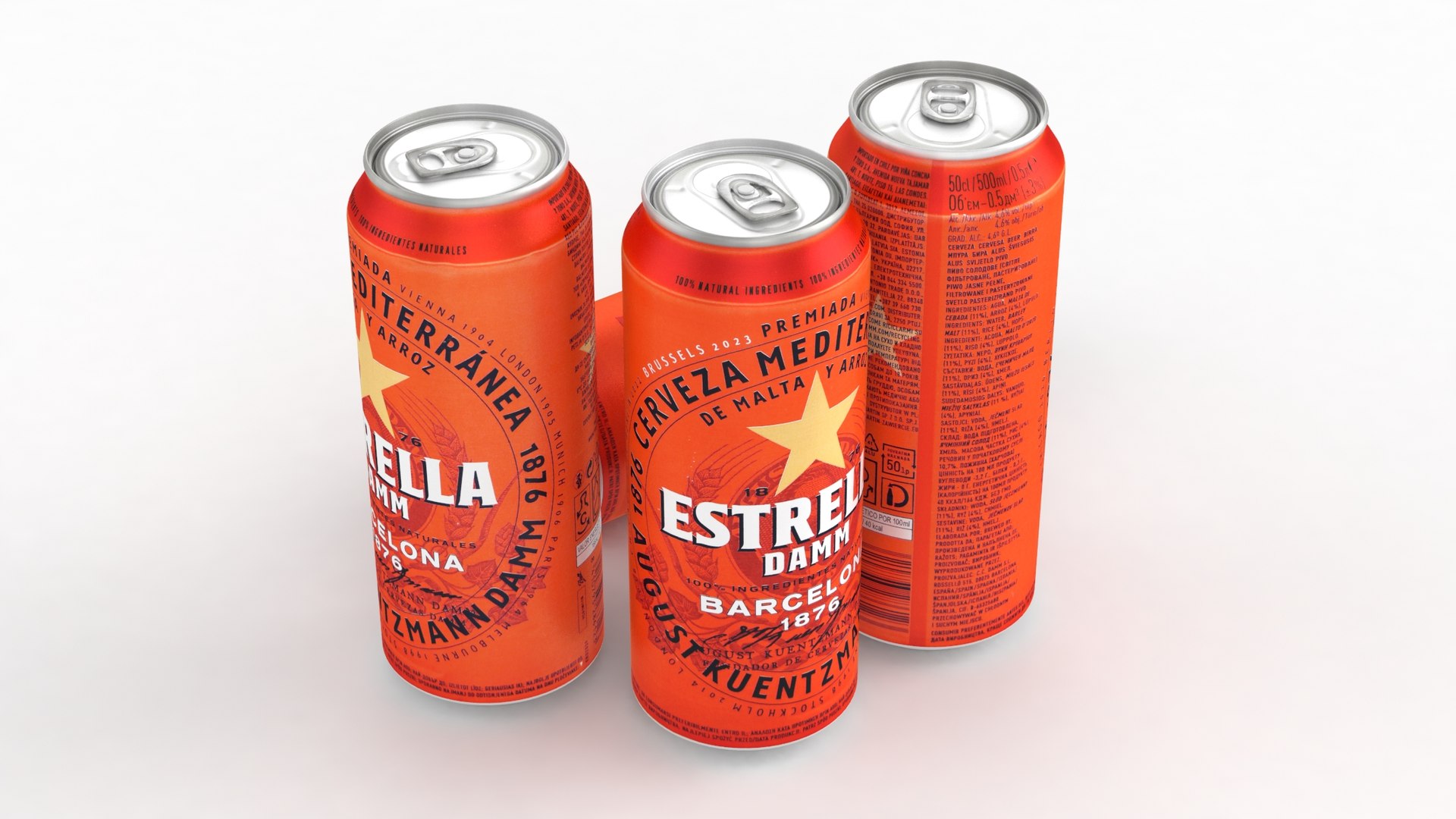 3D Beer Can Estrella Damm 500ml 2024 - TurboSquid 2276166