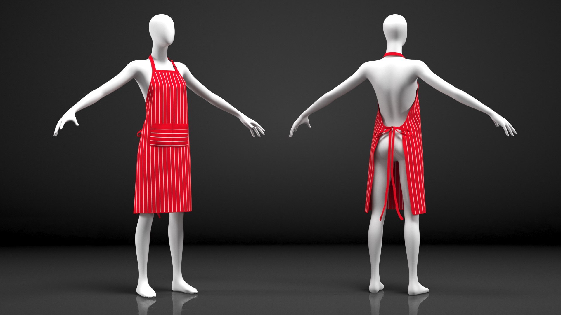 Cooking Apron Striped On Women Mannequin Model - TurboSquid 1816329