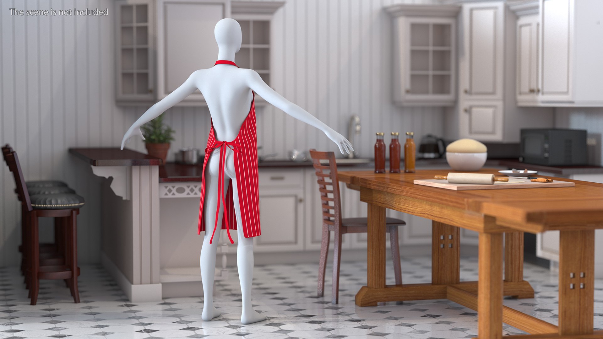 Cooking Apron Striped On Women Mannequin Model - TurboSquid 1816329