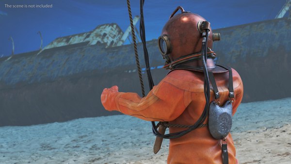 modelo 3d Armadura de buceo Pose de buceo antigua - TurboSquid 2318337