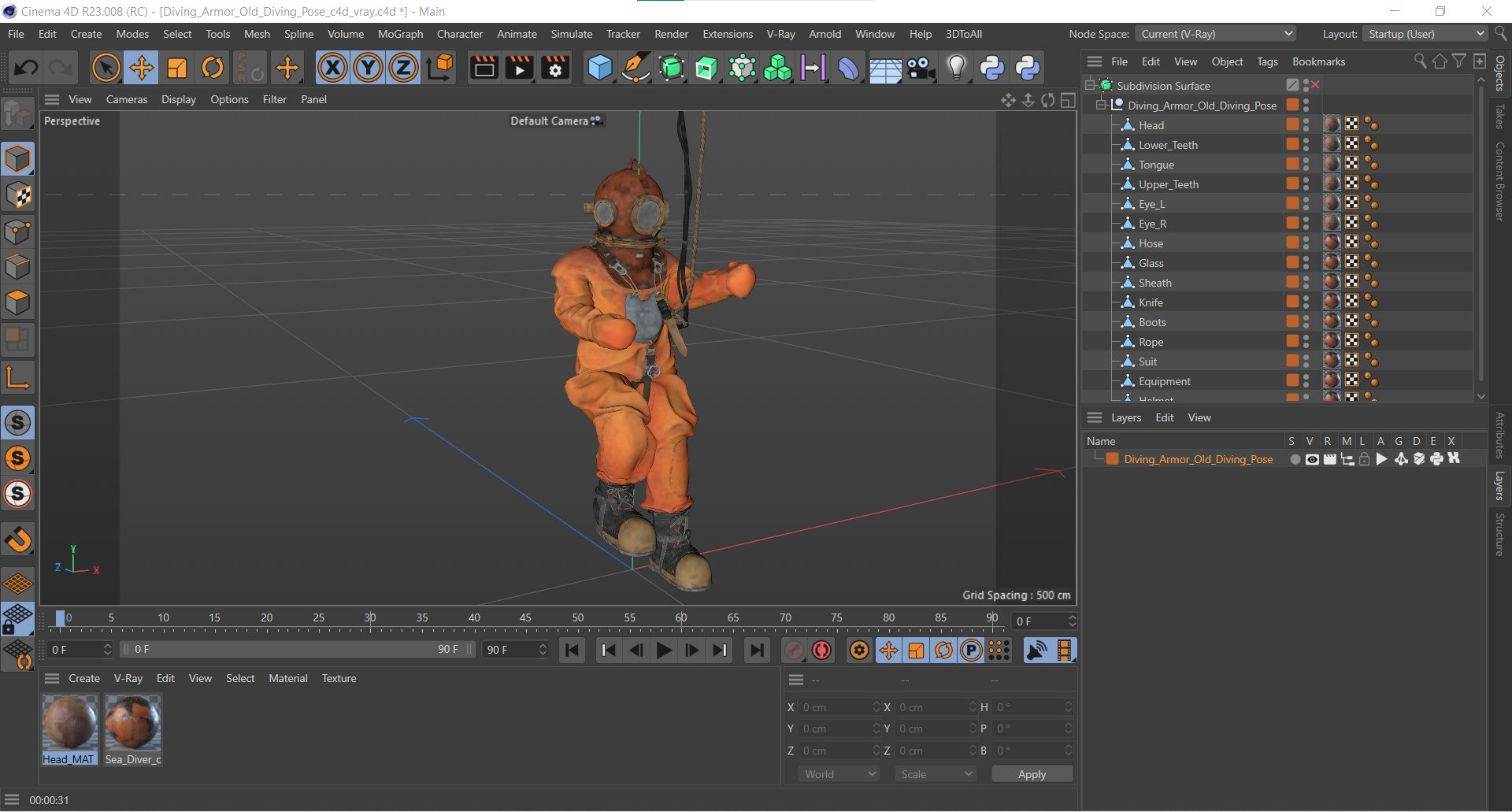 Diving Armor Old Diving Pose 3D Model - TurboSquid 2318337
