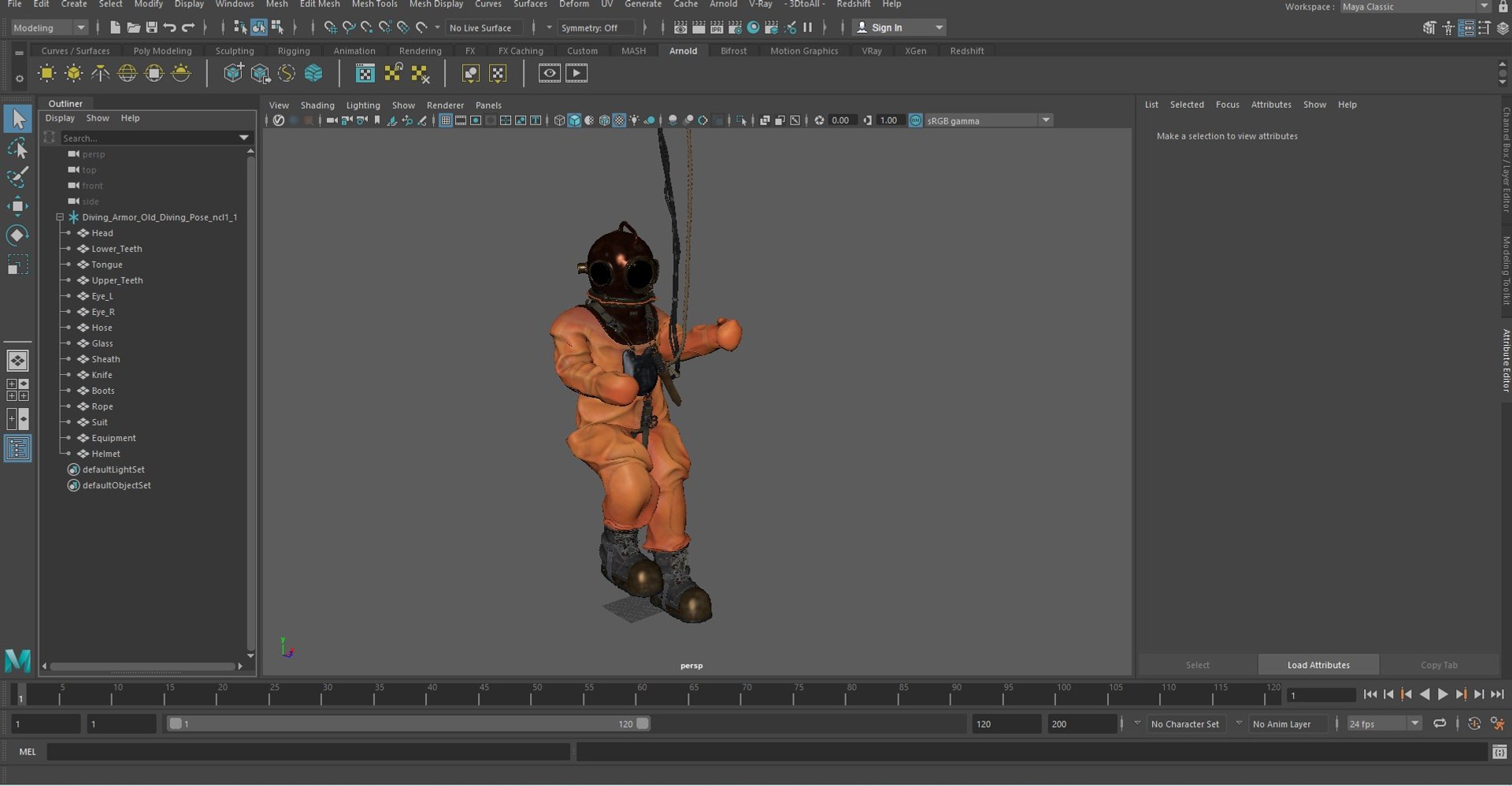 Diving Armor Old Diving Pose 3D Model - TurboSquid 2318337