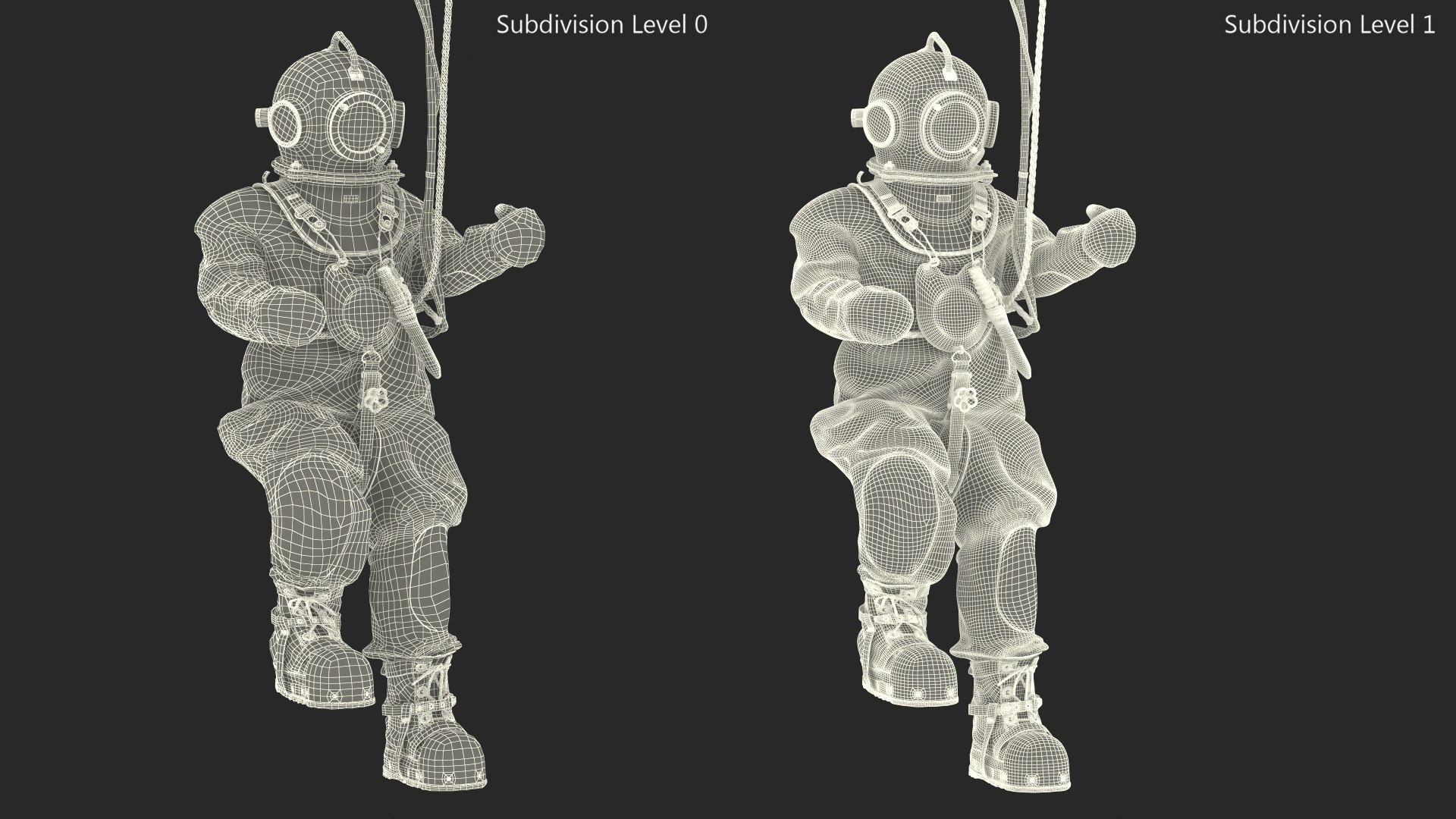 Diving Armor Old Diving Pose 3D Model - TurboSquid 2318337