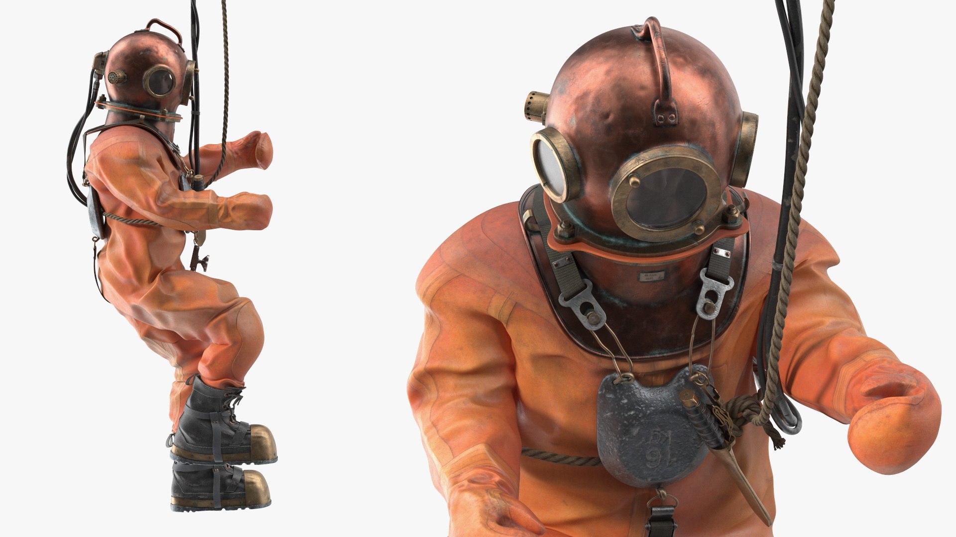 Diving Armor Old Diving Pose 3D Model - TurboSquid 2318337