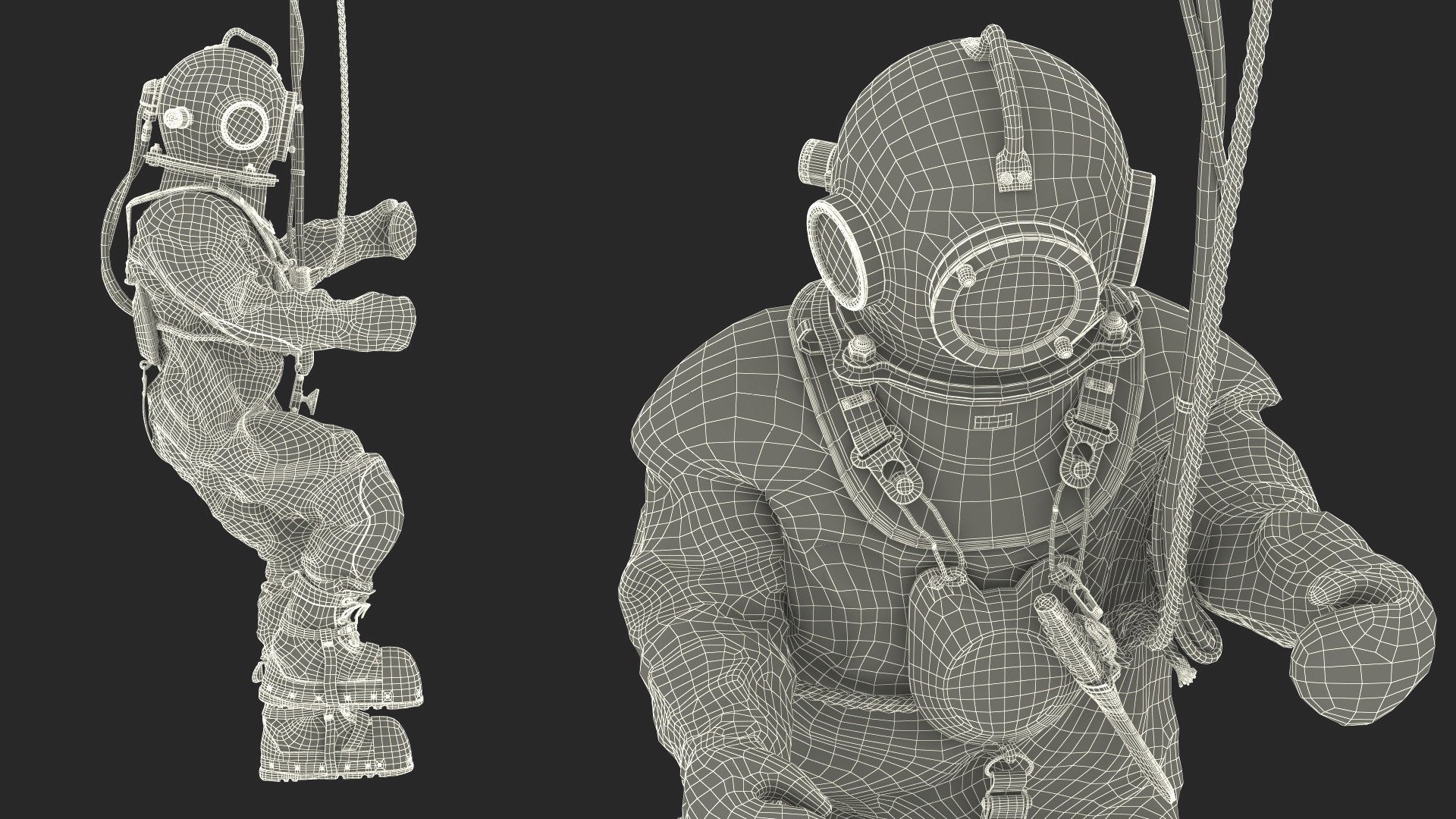 Diving Armor Old Diving Pose 3D Model - TurboSquid 2318337
